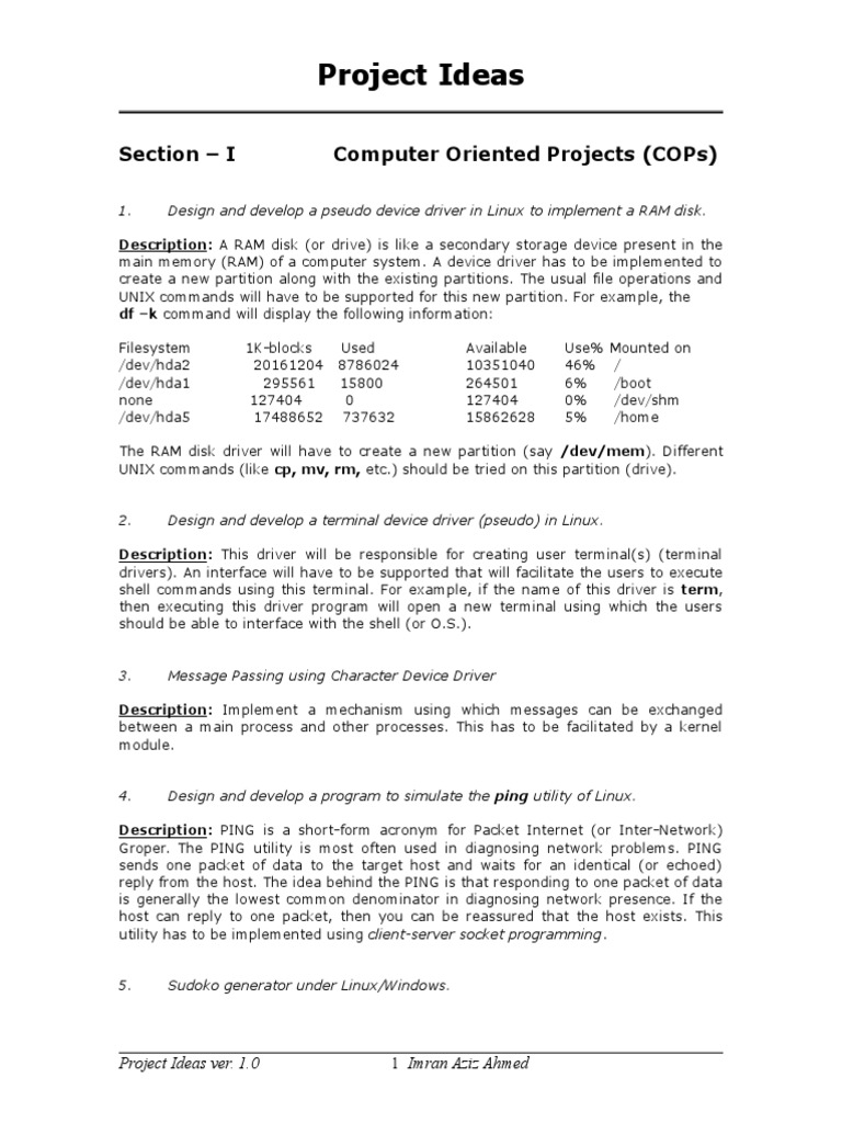 Project Ideas | Grid Computing | Operating System