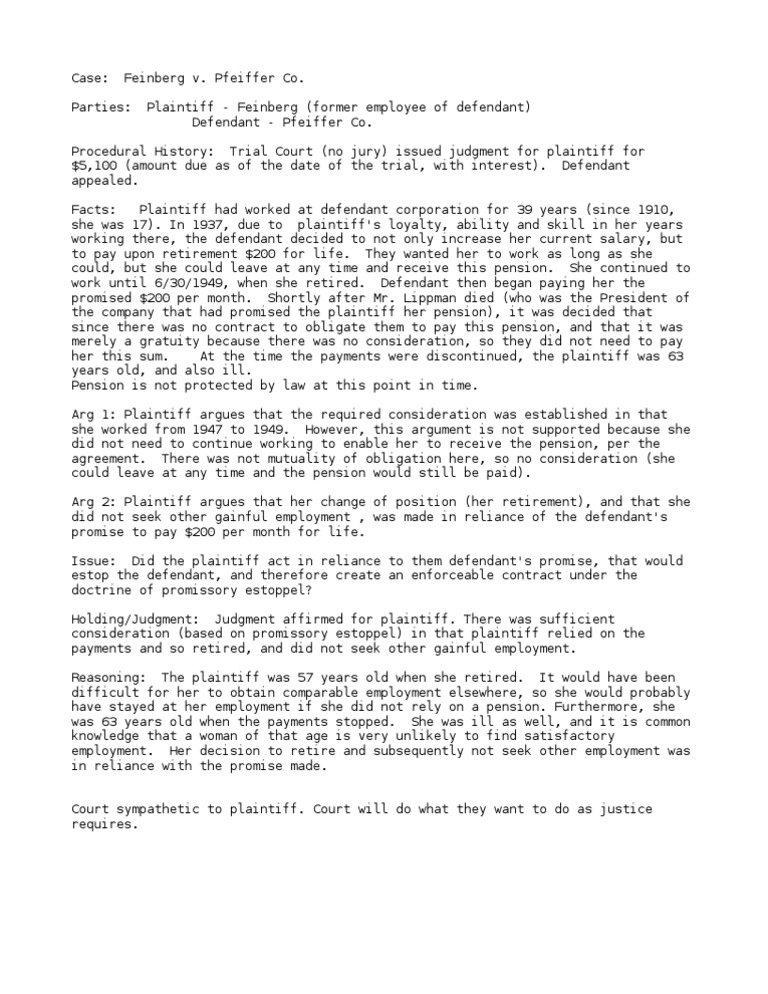 Feinberg V Pfeiffer Co Pdf Estoppel Public Law