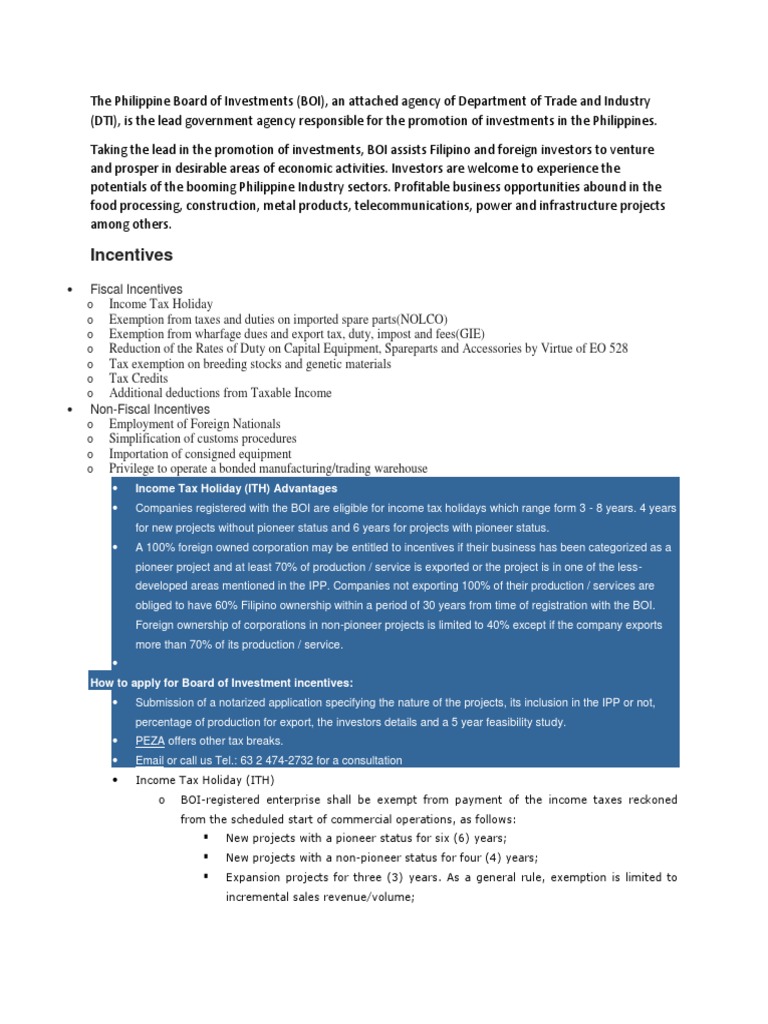 Boi to Be Edited | Tariff | Tax Exemption