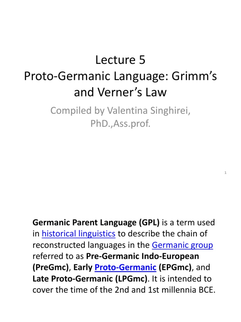 Lecture 5 Proto Germanic Language Grimm Verner Law | PDF | Philology ...