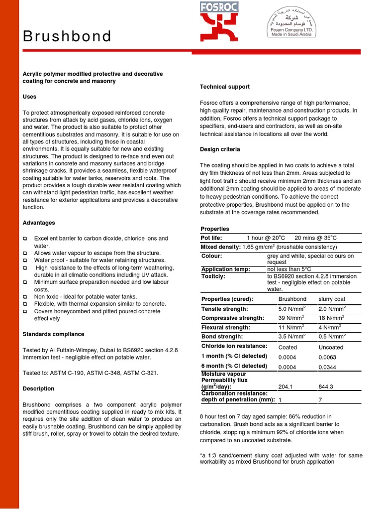 Brushbond PDF | PDF | Concrete | Packaging And Labeling