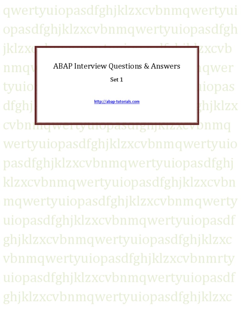 Abap Interview Questions And Answers Pdf Databases Database Index
