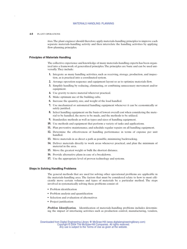 Principle of Material Handling | PDF | Science And Technology | Systems ...