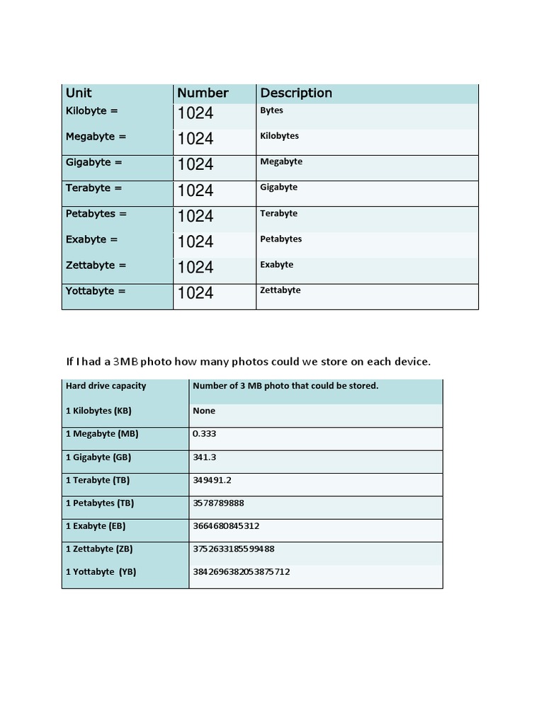 Digital Storage Capacity Explained | PDF | Computers