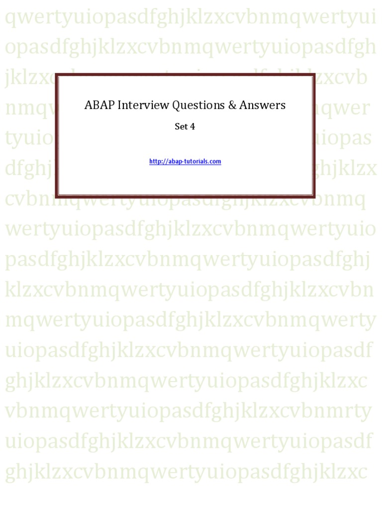 ABAP Interview Questions & Answers | PDF | C (Programming Language) | Parameter (Computer ...
