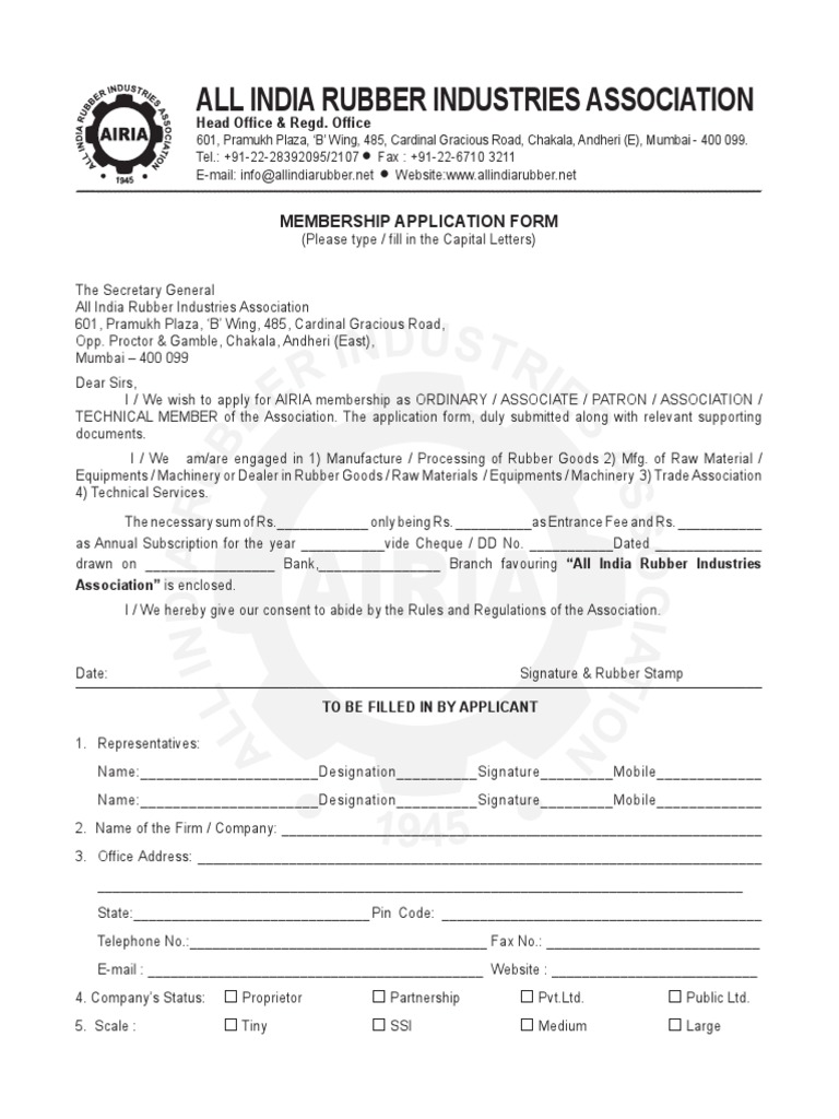AIRIA Membership Application Guide | PDF | Economies | Business