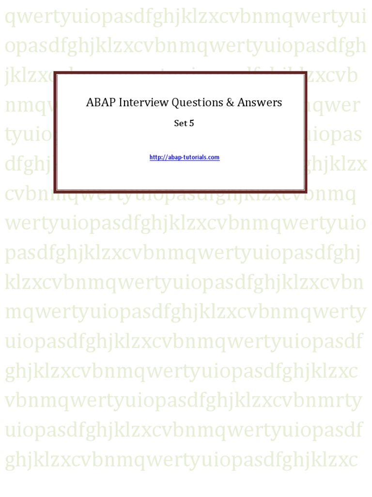 ABAP Interview Questions & Answers | PDF | Databases | Computer Program ABAP Interview Questions & Answers | PDF | Databases | Computer Program