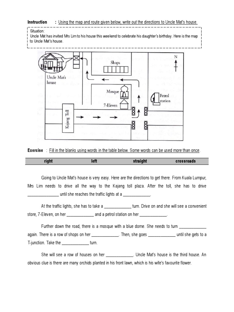 Instruction: Using The Map and Route Given Below, Write Out The ...