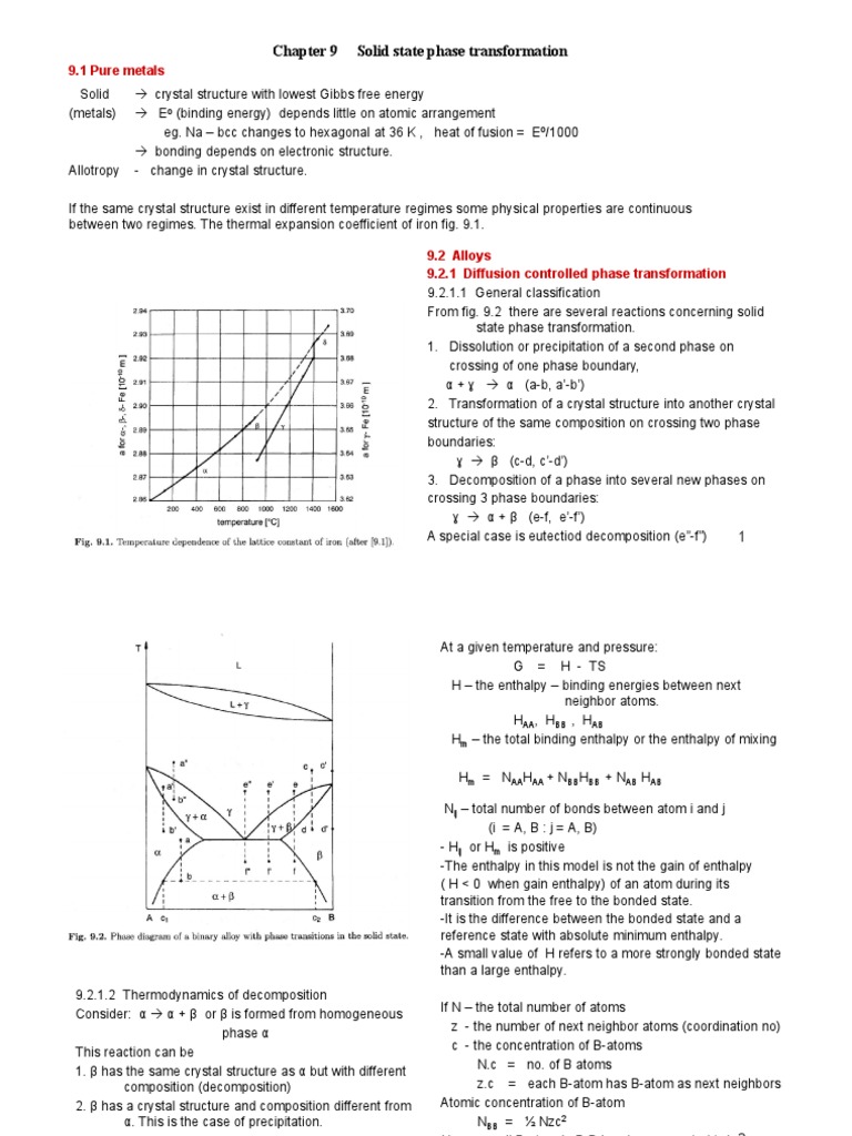 Chapter 9 Solid State Phase Transformation | PDF | Physical Chemistry | Materials Science