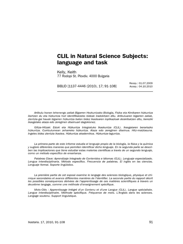 CLIL in Natural Science | PDF | Plant Reproduction | Curriculum