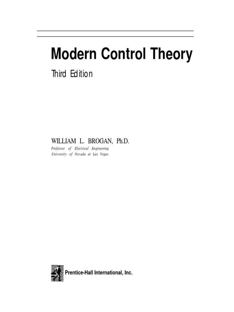 Modern Control Theory - William L Brogan | PDF