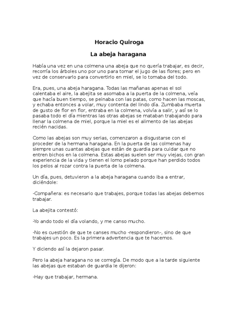 Horacio Quiroga La Abeja Haragana Pdf