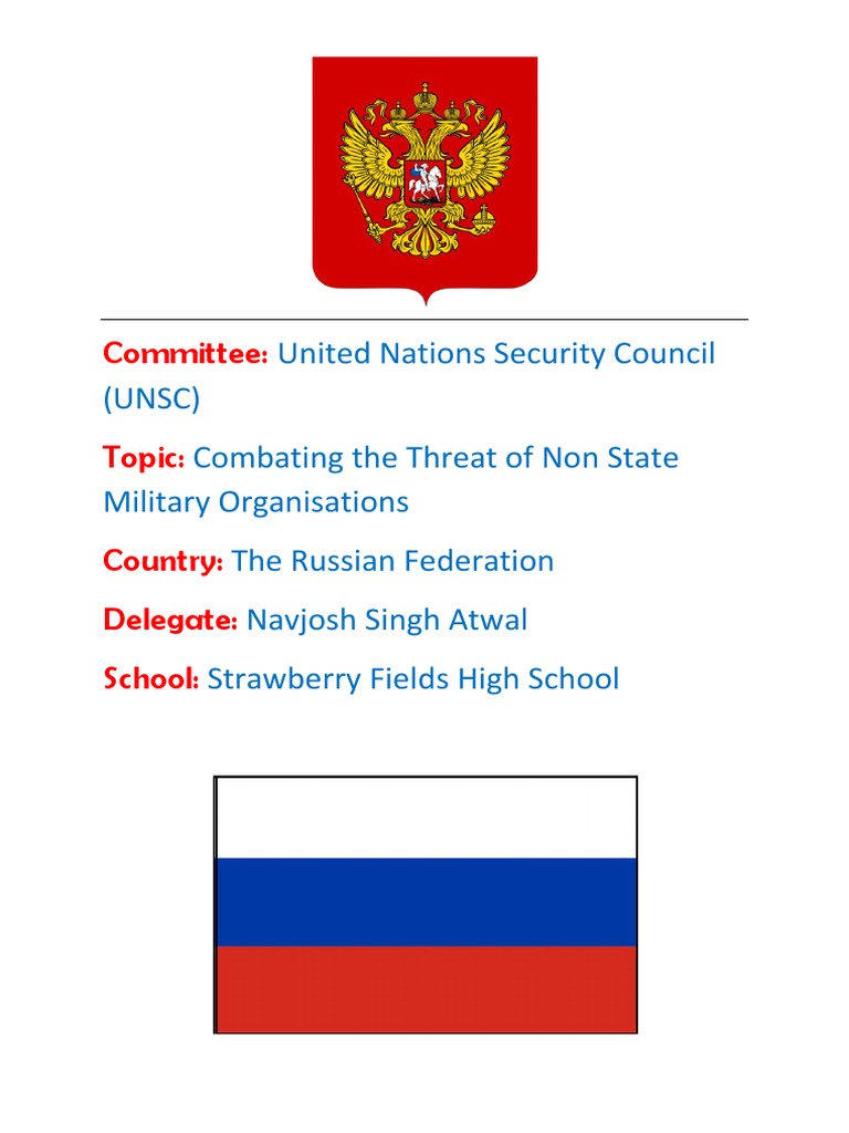 Russia UNSC Position Paper | PDF | Russia | World Politics