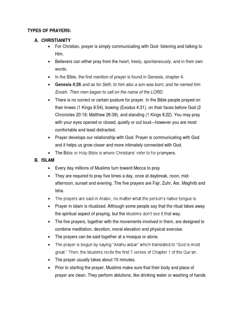Types of Prayers | PDF | Prayer | Jewish Prayer