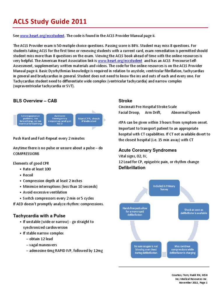 ACLS 2011 Study Guide Overview | PDF | Cardiovascular Physiology ...