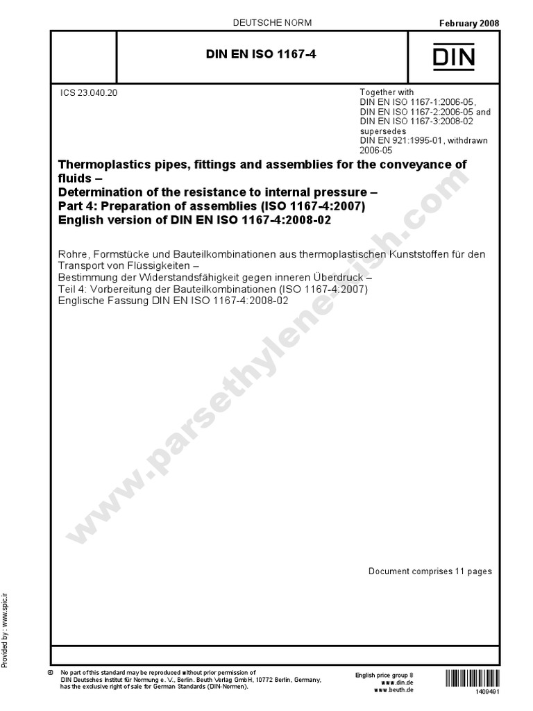 Din en Iso - 1167-4 - (2008) PDF | PDF | Engineering Tolerance | Pipe ...