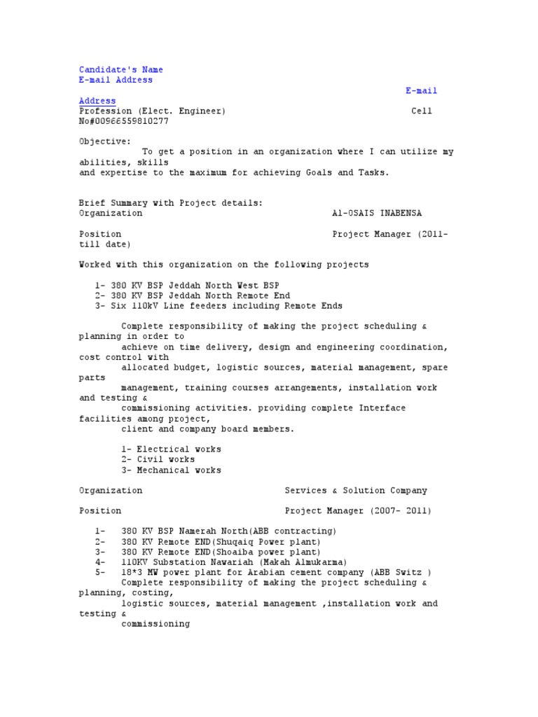 Substation Engineer CV | PDF | Transformer | Electrical Wiring