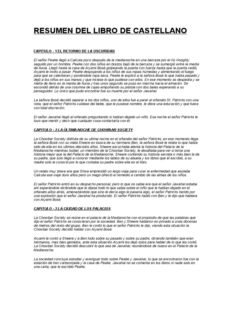 Resumen Del Libro de Castellano | PDF | Ocio | Violencia
