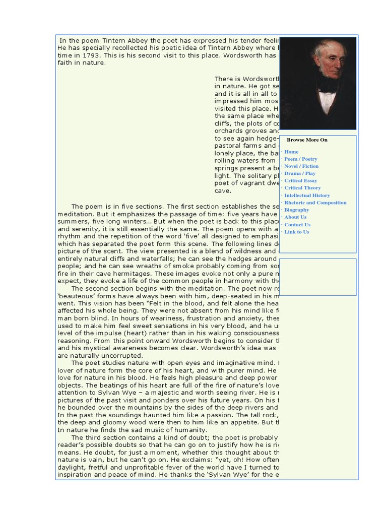 Tintern Abbey | PDF | Poetry | William Wordsworth
