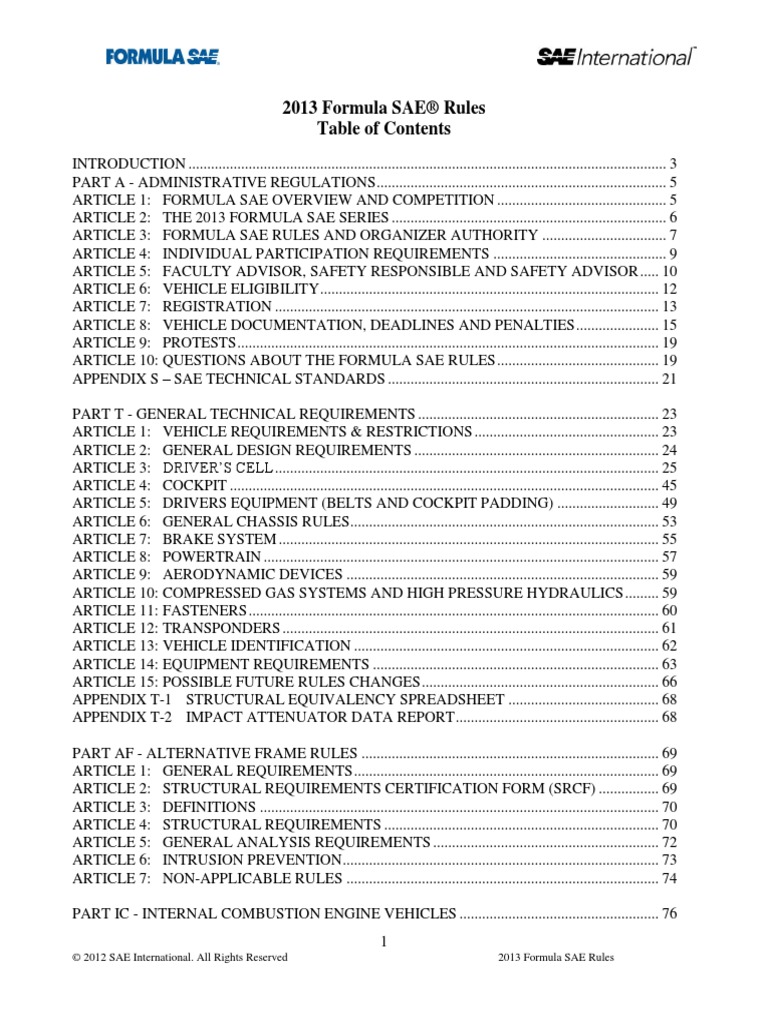 Fsae 2013 Rules | PDF