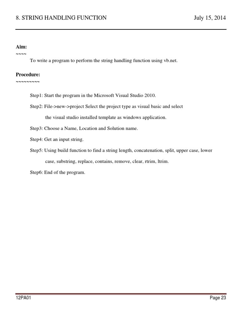 VB.NET String Handling Guide | PDF