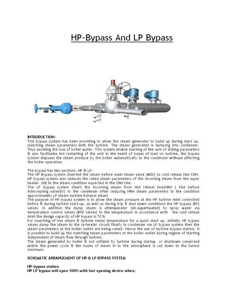 HP-Bypass and LP Bypass | PDF | Steam | Boiler