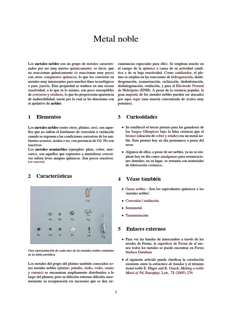 Metales Nobles: Características y Ejemplos | PDF | Sólidos cristalinos ...