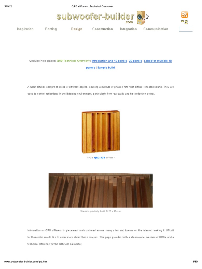 QRD Diffusers - Technical Overview | PDF | Wavelength | Frequency