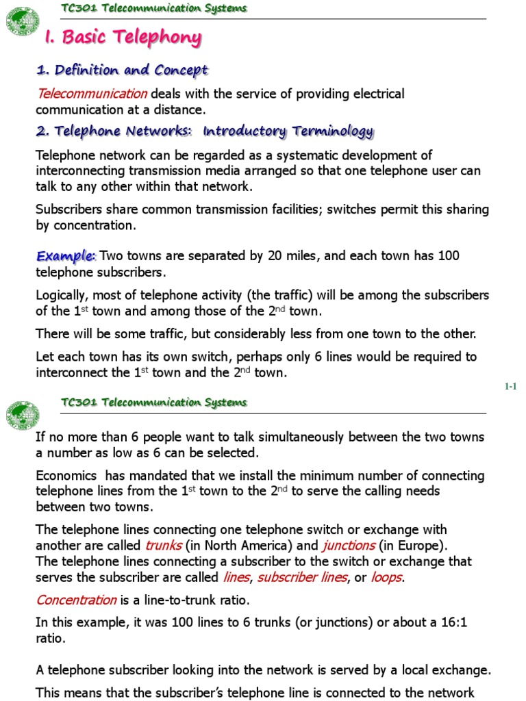 I. Basic - Telephony PDF | PDF | Telephone Exchange | Telephone