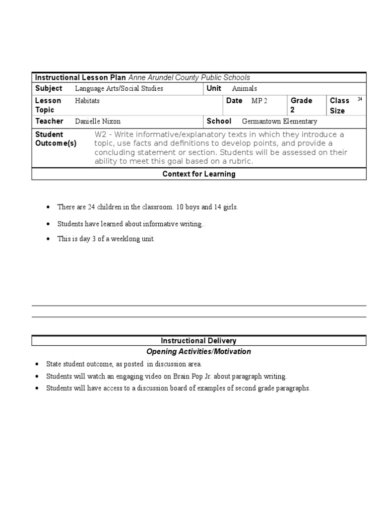2nd Grade Animal Habitats Lesson Plan | PDF | Career & Growth