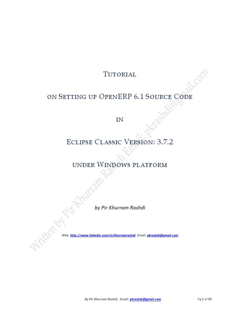 Tutorial On Setting Up OpenERP 6.1 | PDF | Eclipse (Software) | Java ...