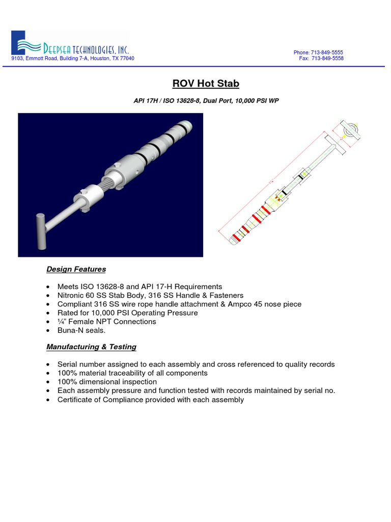 ROV Hot Stab Receptacle Specifications | PDF | Home & Garden | Computers