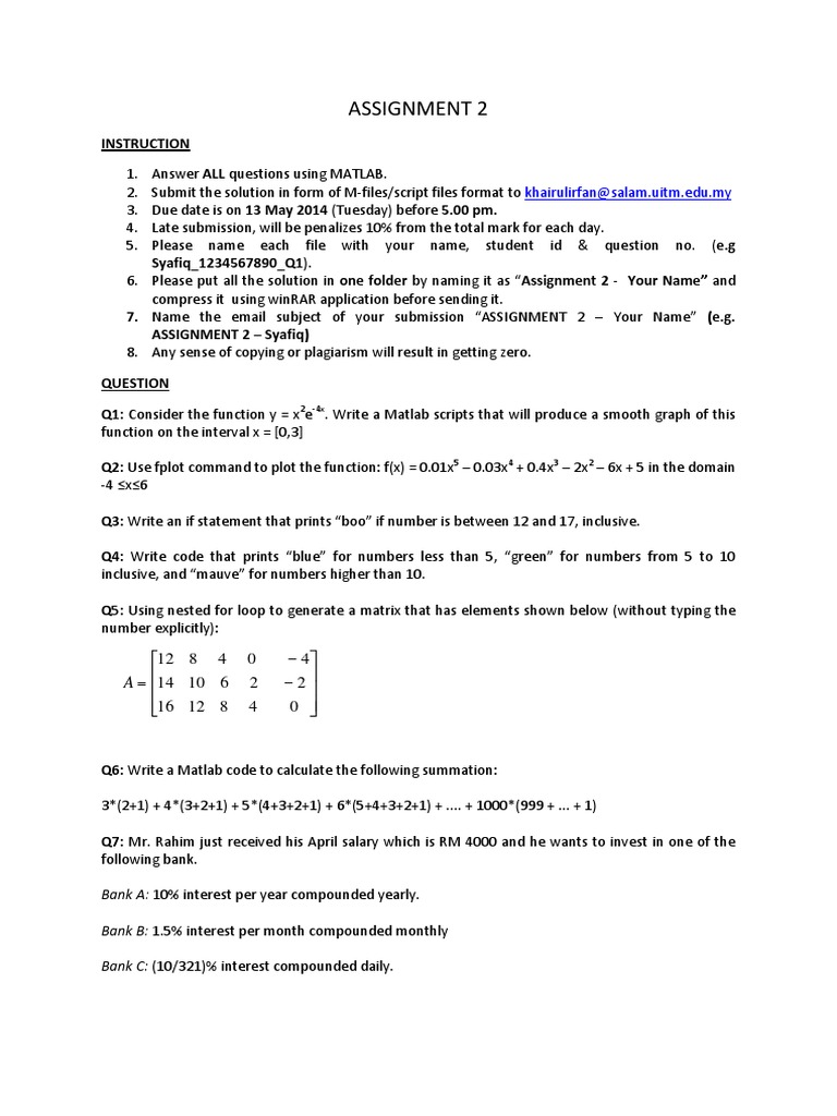 Assignment 2 - Matlab | Matlab | Software Engineering | Free 30-day ... Assignment 2 - Matlab | Matlab | Software Engineering | Free 30-day ...
