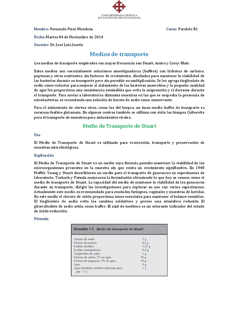 Medio de Stuart | PDF | Patologia clinica | Microbiología