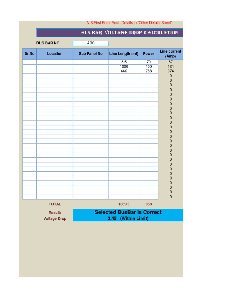 Busbar Size Calculation (22.8.12) | PDF | Electrical Equipment ...