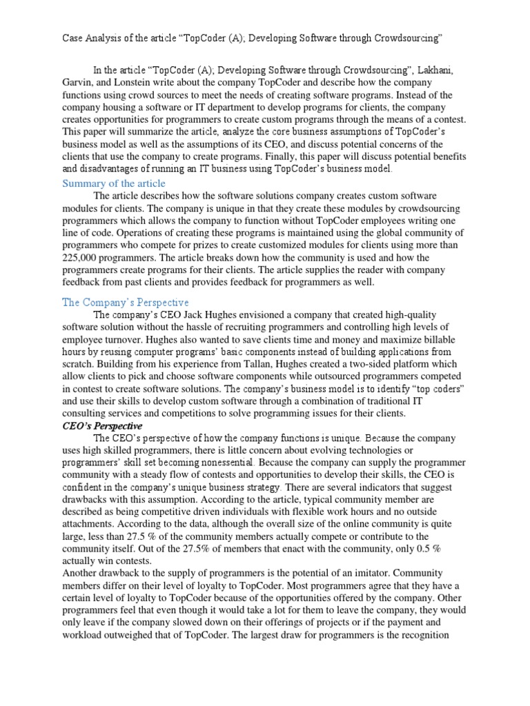 Top Coder | PDF | Programmer | Crowdsourcing