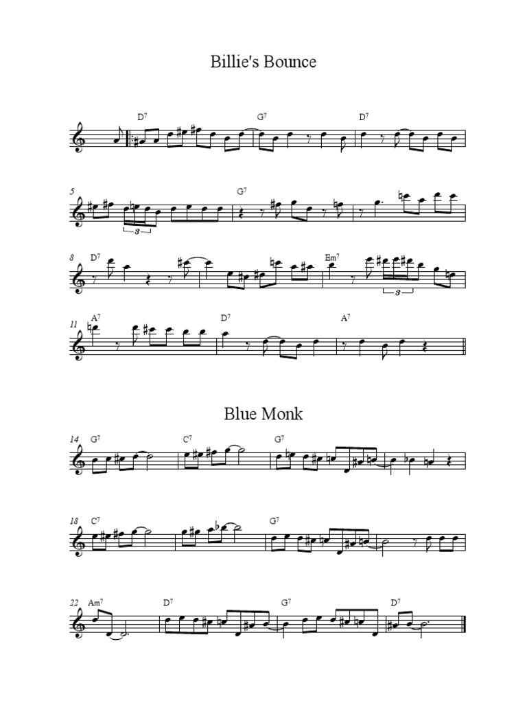 Blue Monk Lead Sheet in Bb | PDF
