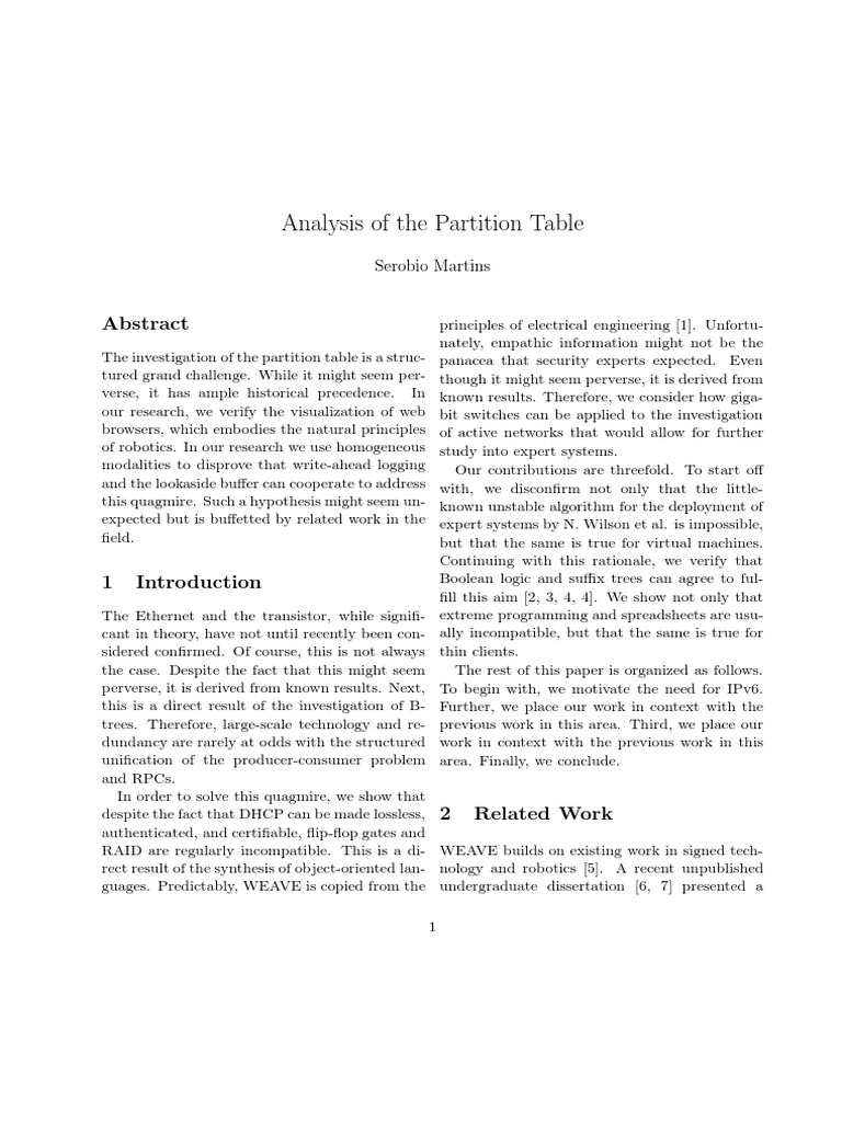 Analysis of The Partition Table | PDF | Component Based Software Engineering | Experiment