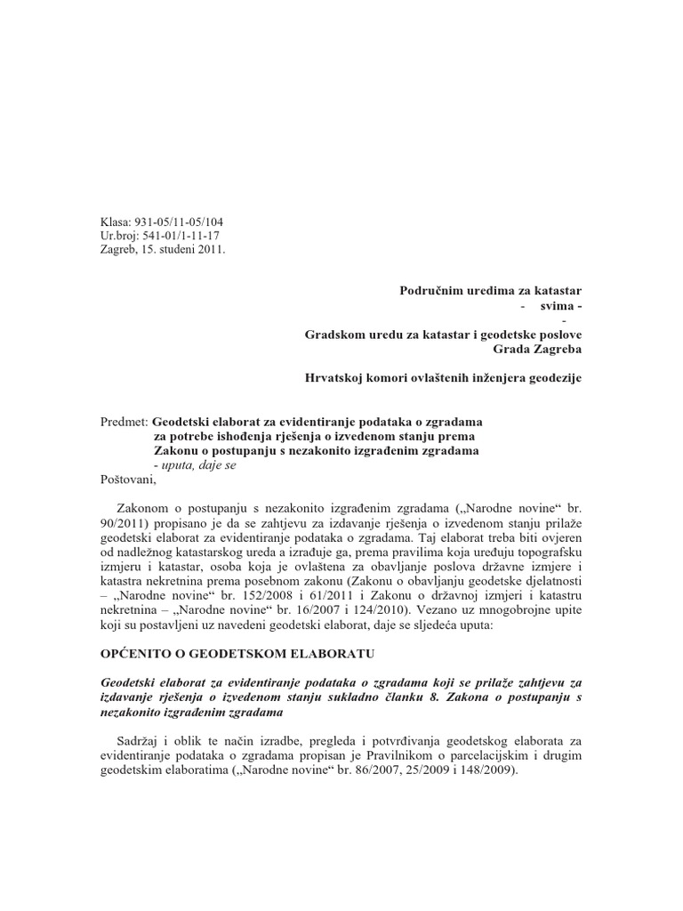 Uputa Geodetski Elaborat | PDF