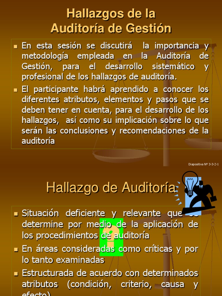 Hallazgos de la Auditoría de Gestión.ppt | Auditoría | Contralor