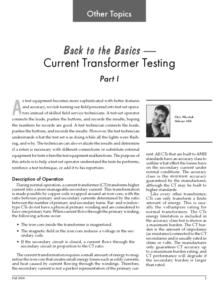 Back To The Basics CT | PDF | Transformer | Power (Physics)