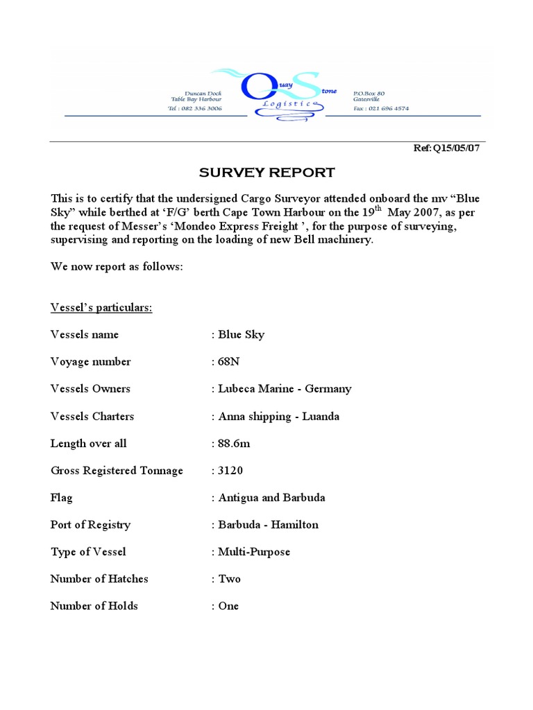 Sample Report | PDF | Cargo | Shipping