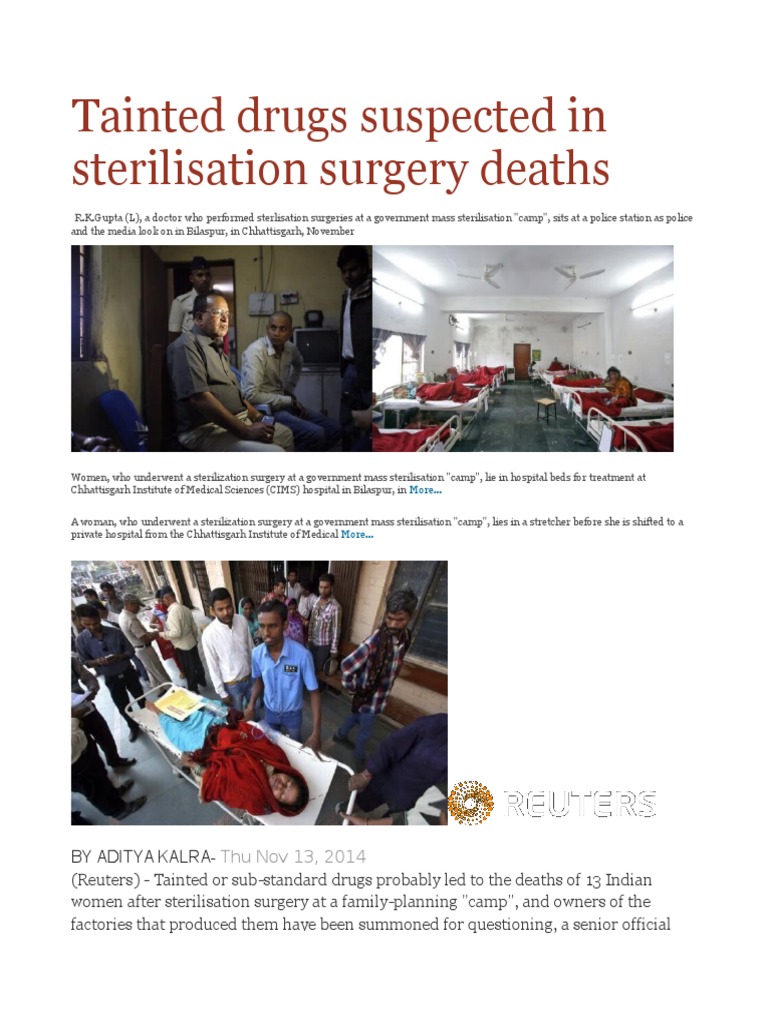 Tainted Drugs Suspected in Sterilisation Surgery Deaths | PDF | Surgery ...