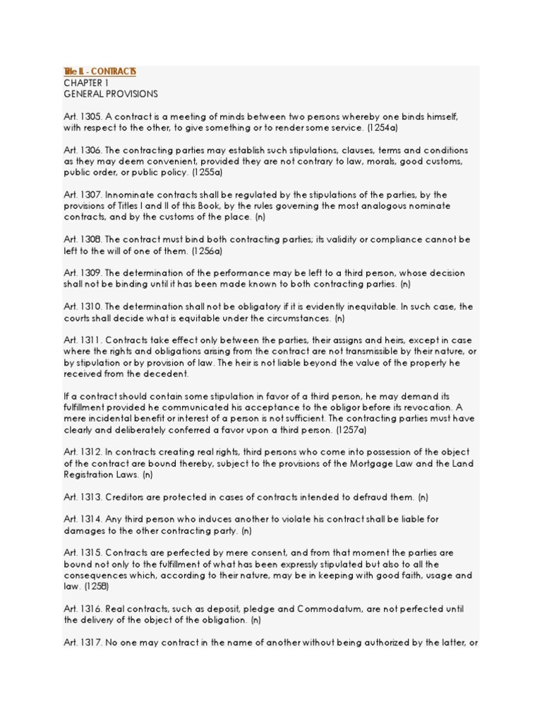 Contracts Chapter 1 and 2 | PDF