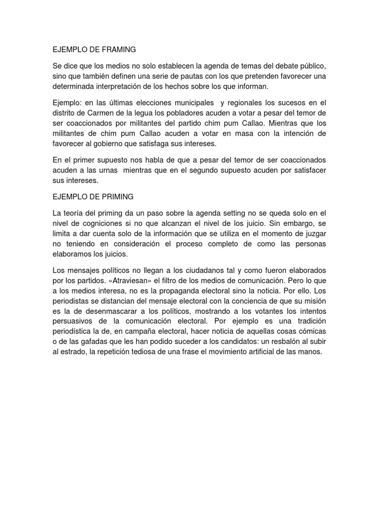 Ejemplos de Framing y Priming en Medios | PDF