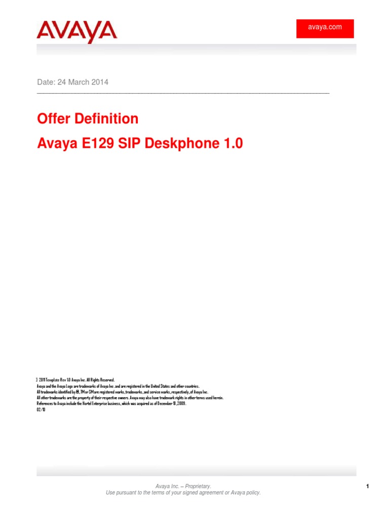 E129 OfferDefinition Rls 1.0 | PDF | Session Initiation Protocol ...