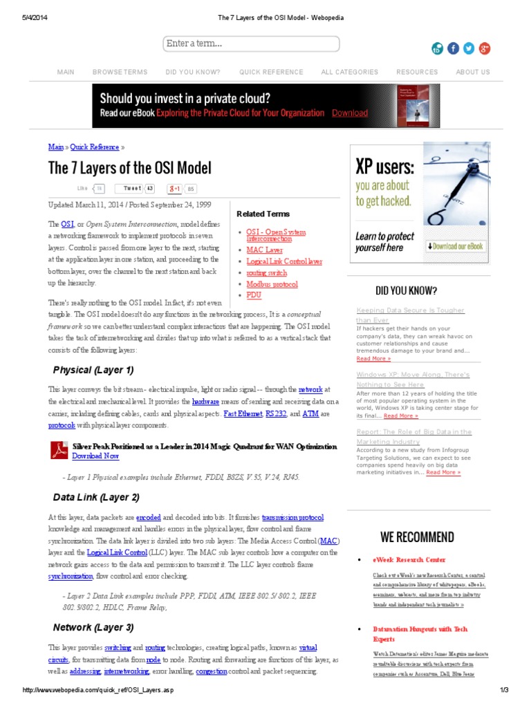 The 7 Layers of The OSI Model - Webopedia | PDF | Osi Model | Computer Network