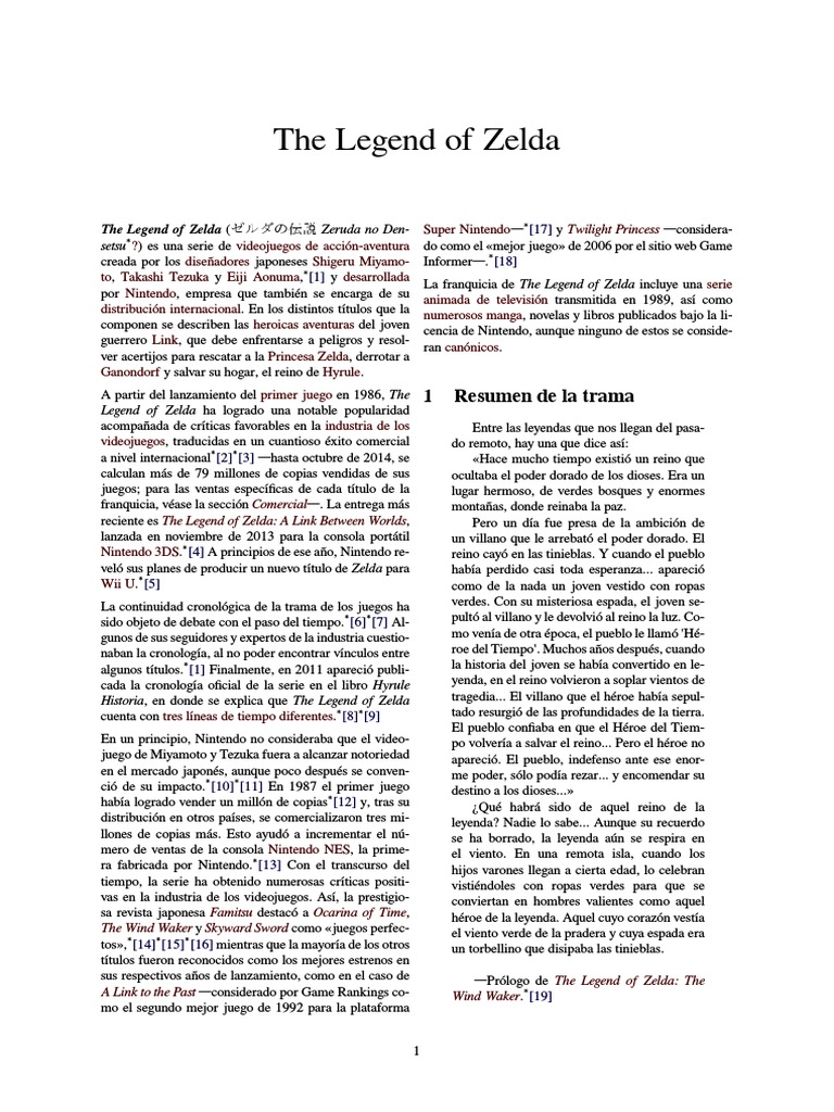 La Leyenda de Zelda: Historia y Éxito | PDF | La leyenda de Zelda ...