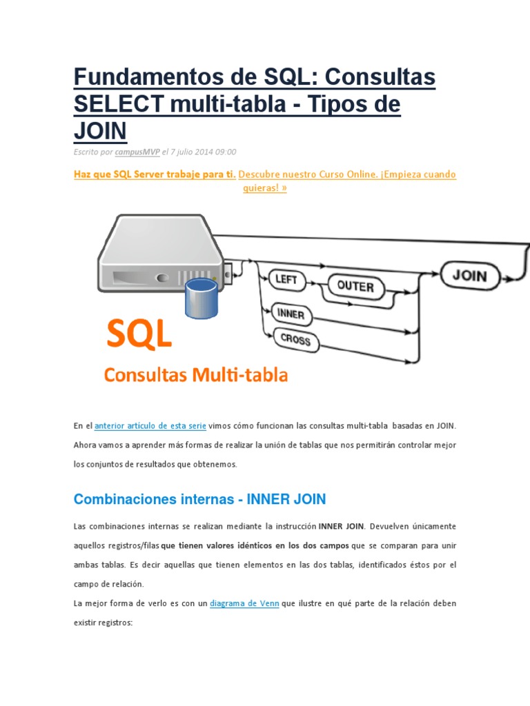 Consultas SQL Multi-tabla tipos JOIN.docx | Bases de datos | Gestión de ...