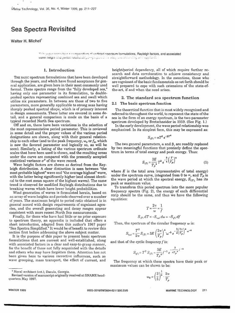 Sea Spectra Revisited | PDF | Spectral Density | Waves